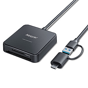 Neeyer USB C to Micro SD Card Reader Supports CF/CFI/TF, SDXC/SDHC/SD,MMC/Micro SDXC/Micro SDHC/MS, UHS-I Compatible for Galaxy S20, MacBook Pro/MacBook Air/iPad Pro