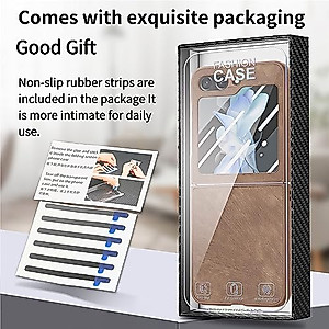 protective filp case Ultra Slim Case Compatible with Samsung Galaxy Z Flip 5 Case Built in Front Screen Protector, PU Leather Back Case Thin Case Minimalist Design Shockproof Full Body Protective Cove