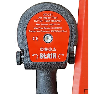 SLAIR 1/2" Twin Hammer Professional Air Impact Wrench Max Torque 950ft/lb