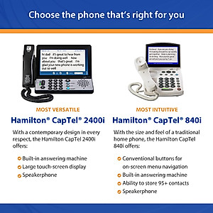 Hamilton CapTel 2400i Captioned Telephone Large Touch-Screen Captioned Telephone with 40dB Amplification