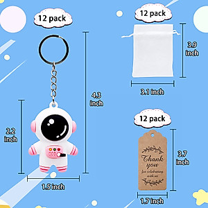 sunny seat Pink 3D Astronaut Outer Space Keychain Birthday Party Favors 24 Sets Cute Astronaut Goodie Gifts with Thank You Kraft Tags And White Gift Bags For Kid Birthday Party Supplies Give Away