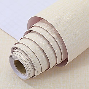 LOVADA Peel and Stick Wallpaper Beige Grass Cloth Wall Paper - 15.7 x 300 Inch Self Adhesive Wallpaper Peel and Stick, Easy to Paste Wall Contact Paper for Stand Liner, Table and Door Makeover Decor