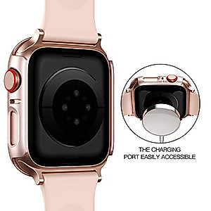 Landhoo 6 Pack case for Apple Watch Series SE/6/5/4 40mm Screen Protector with Tempered Glass, Hard PC HD Full Cover Protective iwatch.