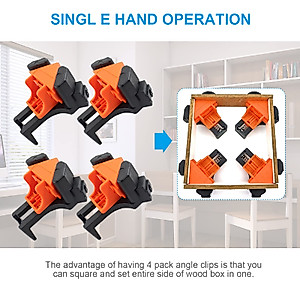 ICQUANZX 90 Degree Corner Clamp, Adjustable Single Handle Spring Loaded Right Angle Clamp,Swing Woodworking Clip Clamp Tool