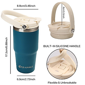 35oz Tumbler with Handle, Insulated Coffee Tumbler with Leak-proof 2-in-1 Lid and Straw, Double Wall Vacuum Insulated Coffee Mug, Portable Stainless Steel Water Bottle for Hot&Cold Drinks(Pink)