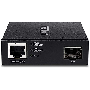 TRENDnet Gigabit Poe Pd SFP Fiber Media Converter, Poe Powered 100/1000Base-T to SFP Fiber Media Converter, Compact Design, TFC-PGSFP