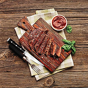 LEGENDARY CHEF Super Sharp Premium Steak Knife Non Serrated- High Carbon Stainless Steel Steak Knives Set of 4 - Triple Rivet Black Walnut Handles