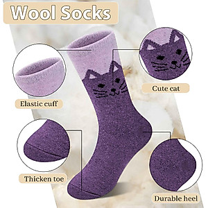 YSense 5 Pairs Womens Wool Socks Thick Knit Warm Winter Socks Cozy Comfy Socks Gifts for Women