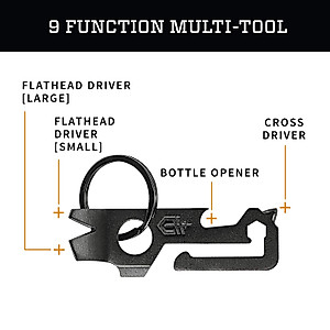 Gerber Gear Mullet Keychain - Multi-Tool Keychain with Pry Bar, Bottle Opener, and Wire Stripper - EDC Gear and Equipment - Black