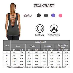 PINSPARK Workout Tops for Women Open Back Tank Sleeveless Athletic Tennis Shirts Womens Yoga Tops Black
