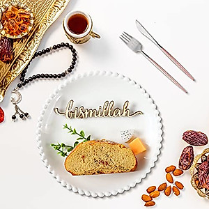 24 Pcs Ramadan Decorations for Table Wood Islamic Decor Mubarak Plate Setting Plate Sign Bismillah Inshallah Alhamdulillah Sign Wooden Letter Eid Tabletop Sign for Home Decorations Gifts Dinner Desk