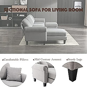 Tabaray 108" Couch Sectional Sofa for Living Room Furniture Sets Convertible U Shaped Couches with Ottoman and Chaise for Apartment， Office (Light Blue)