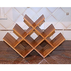DisplayGifts W Shape 8 Bottle Tabletop Bamboo Wine Rack, WN-WR004