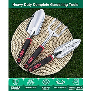 ESOW 11 Includes Hand, Transplant Trowel and Cultivator H Tool Set, 3 Piece Cast-Aluminum Heavy Duty Gardening Kit I, b