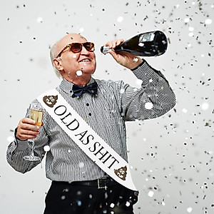 JPACO Old AS SHlT Sash – Birthday & Retirement Sash For Men and Women & Large Safety Pin. Great for Retired Work Party, Events, Party Supplies, Novelty Gifts, Favors, & Decorations