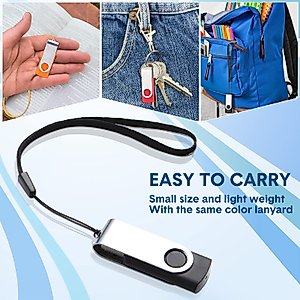50 Pack USB Flash Drives Bulk with Lanyards USB 2.0 Thumb Drive Swivel Storage Flash Drive Pack Bulk with LED Light for Data Storage Backup, 10 Colors (128 MB)