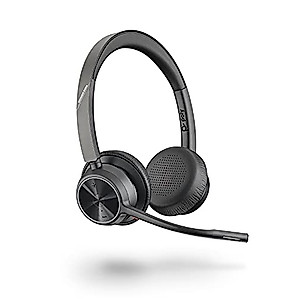 Poly - Voyager 4320 UC Wireless Headset (Plantronics) - Headphones with Boom Mic - Connect to PC/Mac via USB-A Bluetooth Adapter, Cell Phone via Bluetooth - Works with Teams, Zoom & More