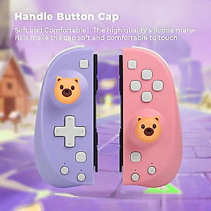 PowerLead Thumb Stick Grip Caps 4PCS for Nintendo Switch, Silicone Joystick Cover Accessories for Nintendo Switch Lite, Cute Animal Theme Gifts for Women Men Kids, Joystick Caps for Switch Controller