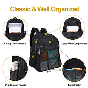 Heavy Duty Mesh Backpack, See Through School Backpack, Mesh Book Bag with Bungee Cord & Adjustable Padded Straps, for Work, School, Travel