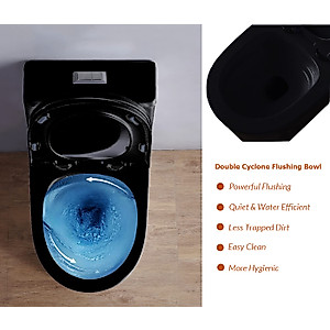 WinZo WZ5079B Compact One Piece Toilet 22.8" Depth Modern Short Design Dual Flush for Small Tiny Mini Bathroom 12" Rough-in,Matte Black