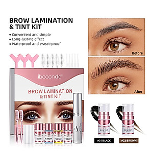Upgrade Brow Lamination Kit - Professional DIY Eyebrow Lift Kit Black & Brown Color Fuller Thicker Brows for 6 Weeks, Easy to Use Instant Brow Lift Perm At-Home Eyebrow Lamination Kit