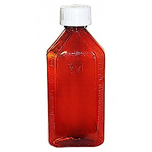 Amexdrug Oval Plastic Bottles - 8 oz - Amber - Child Resistant Caps - 12 pcs (Medicine Bottle, Pharmacy Bottle, Liquid Medicine)