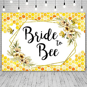 ABLIN 7x5ft Bride to Bee Bridal Shower Backdrop Gold Bee Honeycomb Photography Background Bee Theme Bridal Shower Decorations Wedding Bride to Be Engagement Banner Props (CQ270)