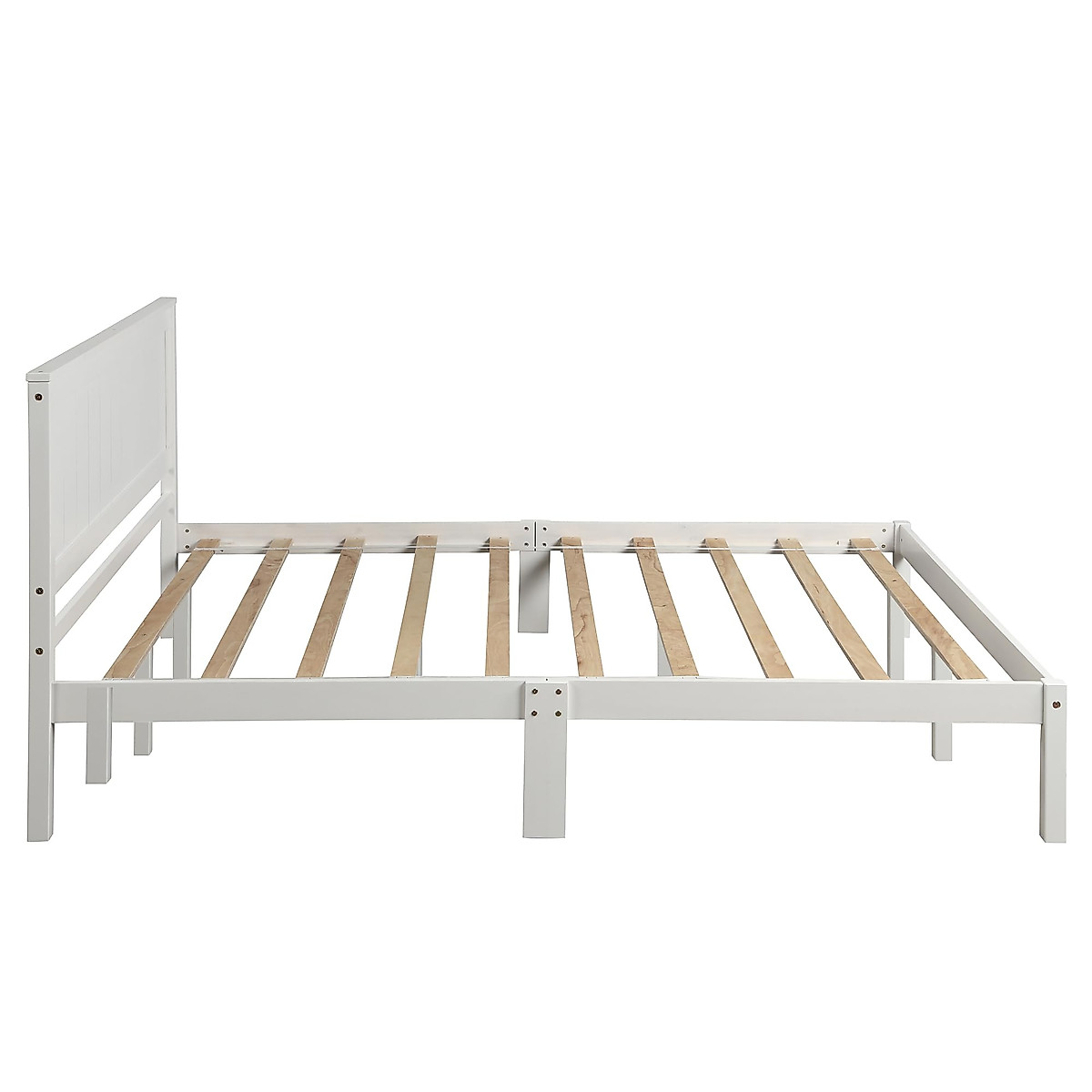Aiuyesuo Modern Queen Size Platform Bed with Headboard, Wooded Platform Bed Frame with Strong Wood Slat Support, No Box Spring Needed, Easy Assembly (White-YU0OW)