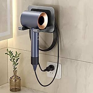 GQOG Hair Dryer Holder Adhesive Wall Mount Space Aluminum Blow Dryer Stand(Single Holder)