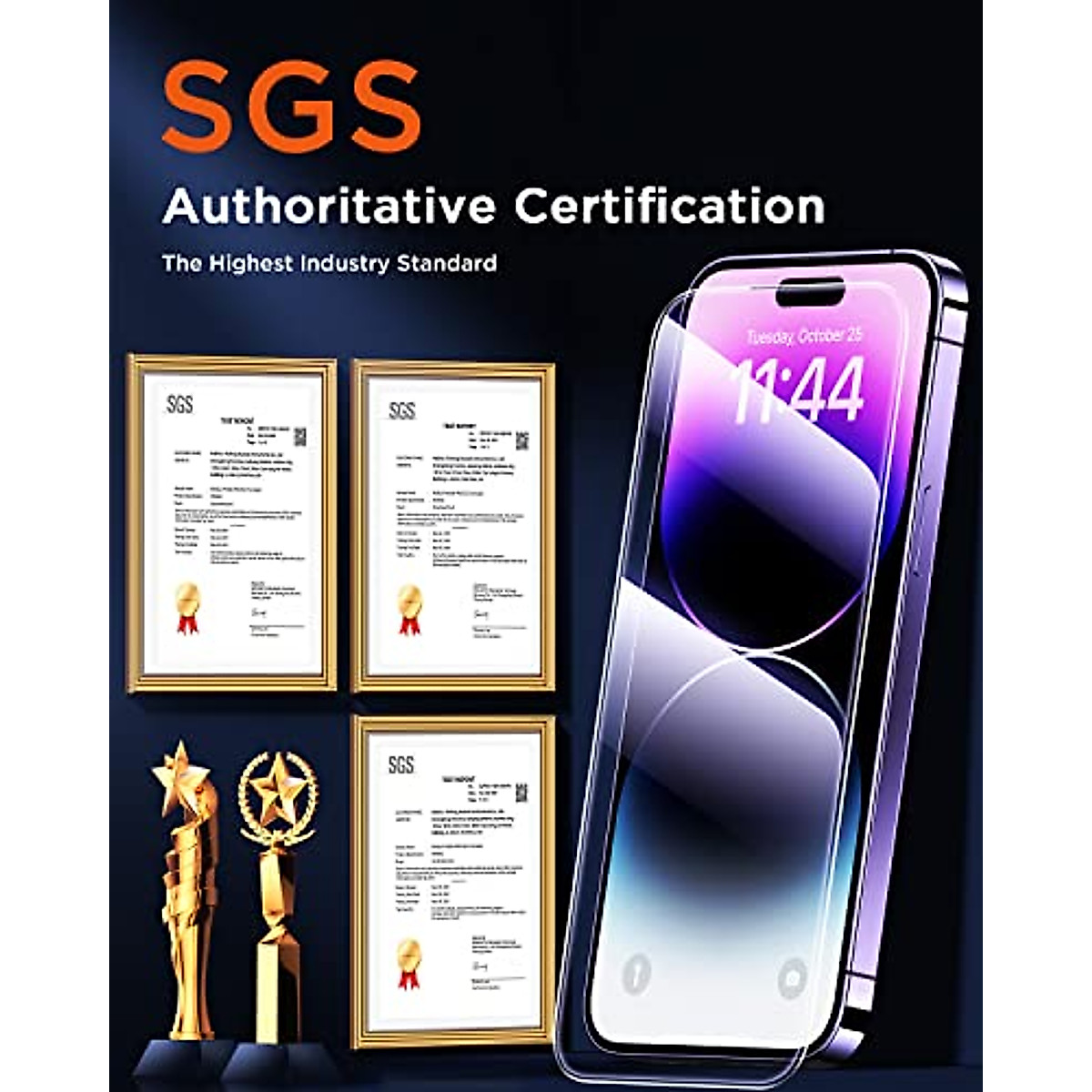 [4+2 Pack][Auto Alignment Kit] Screen Protector Compatible iPhone 14 Pro Max 6.7'' with Camera Lens Protector [10X Military Protection] DIMONCOAT HD Diamonds Hard Tempered Glass Film