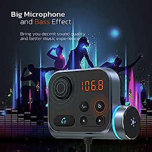 Nulaxy Bluetooth FM Transmitter for Car, Car Bluetooth Adapter W Air Vent Clip, Car Radio Bluetooth Hand-Free Call, QC3.0 Fast Charge, Noise Cancellation with Big Mic & Bass Boost, TF Card/AUX-KM21