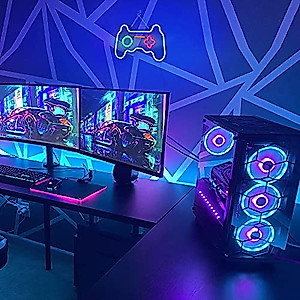 SOLIDEE Led Dimmable Neon Signs Wall Decorations For Living Room|Bedroom Gamepad Controller Shape Neon Sign Lights Game Room Decor Accessories Cool Teen Boys|Girls|Kids Gamer Gifts