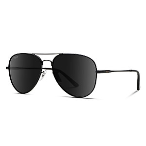 WearMe Pro - Polarized Pilot Style Classic Aviator Sunglasses (Full Black)