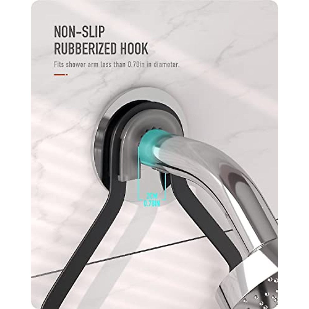 Baffect Shower Head Caddy, Hanging Shower Caddy Black Non-marking Bathroom Shower Organizer Soap Holder with Hooks