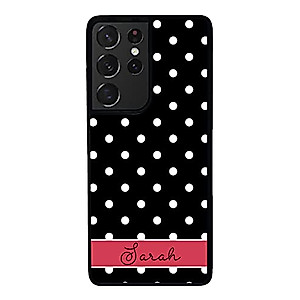 Polka Dot Black White Red Personalized Black Rubber Phone Case Compatible With Samsung Galaxy S23 S23+ Ultra S22 S22+ S21 S21FE S21+ S20FE S20+ S20 Note 20 S10 S10+ S10e