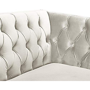 Meridian Furniture 652Cream-S Michelle Collection Modern | Contemporary Sofa with Deep Button Tufting, Nailhead Trim and Sturdy Gold Iron Legs, 90" W x 34" D x 30" H, Cream