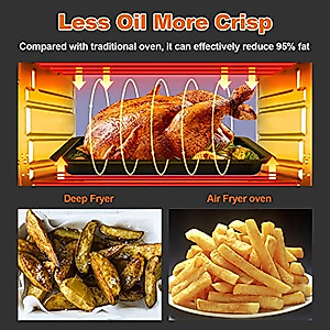 GeekChef Air Fryer Oven, 24.5QT Toaster Oven Air Fryer Combo with 4 Accessories, Large Convection Ovens Countertop, 100 Online Recipes, Black