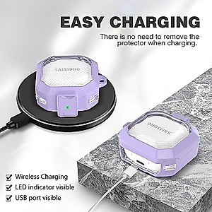 [with Secure Lock] Clear Case Cover for Galaxy Buds 2 Pro Case(2022) /Galaxy Buds Pro Case(2021) /Galaxy Buds 2 Case (2021) /Galaxy Buds Live Case(2020) with Fashion Candy Keychain (Clear Purple)