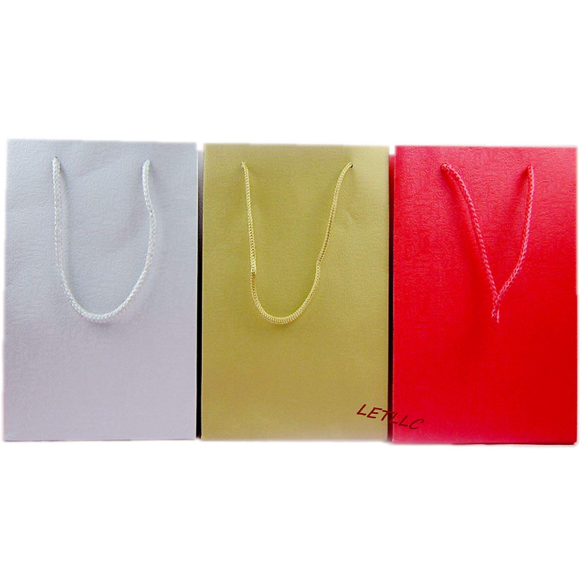 Heavy Duty Gift Bag Paper Cardboard Red Gold Silver Christmas Gift Clothing Wedding Kids Party Medium 10" x 8.5" x 4" (L x W x D) (3 Pack)