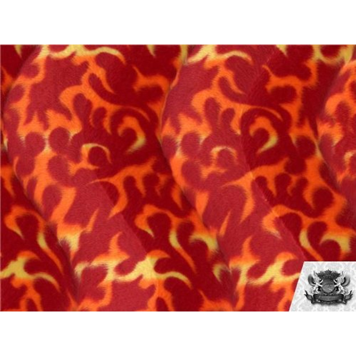 Velboa Fire Flame RED Orange Fabric by The Yard