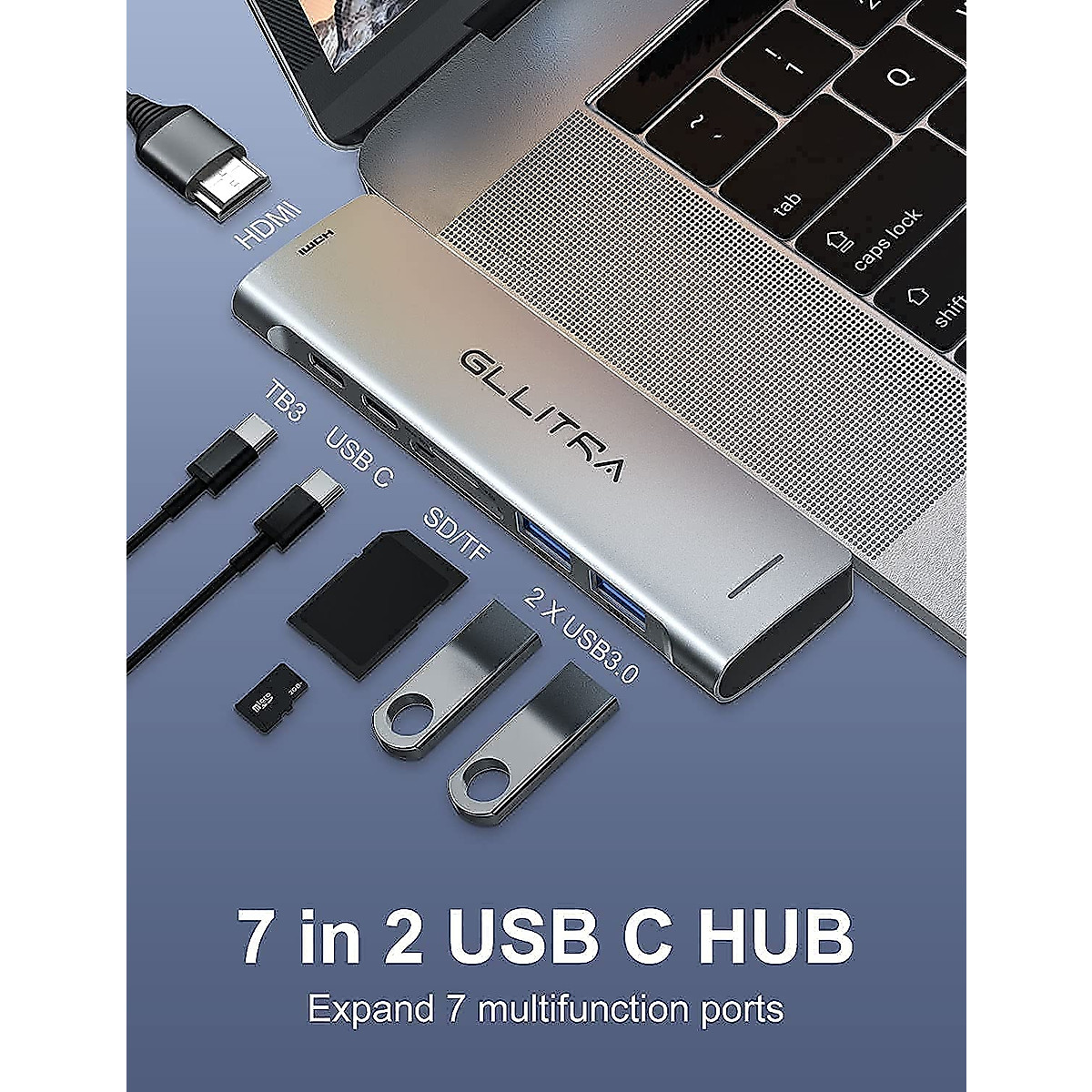GLLITRA 7 in 2 + 3 in 2 USB C Dongle Multiport Adapter