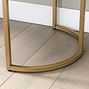 Leick Home 85405 Oval Metal Leg Desk with Drop Front Keyboard Drawer, Cottage White/Gold