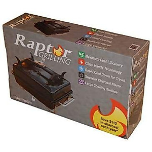 Raptor Grilling - Optimized Portable Charcoal Grill Smoker - Barbecue for Camping, Tailgating & Travel – Go Anywhere With This Tabletop Outdoor BBQ Cooker and Char-Grill, Broil, Smoke or Hibachi-BLACK