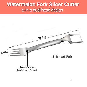 Generic 2-in-1 Stainless Steel Fruit Cutter, 2024 New Upgrade Watermelon Fork Slicer Cutter Slicer Tool, Dual Head Fruit Forks Slicer Knife,Summer Watermelon Fruit Cutting Home Kitchen Gadgets (2Pcs)