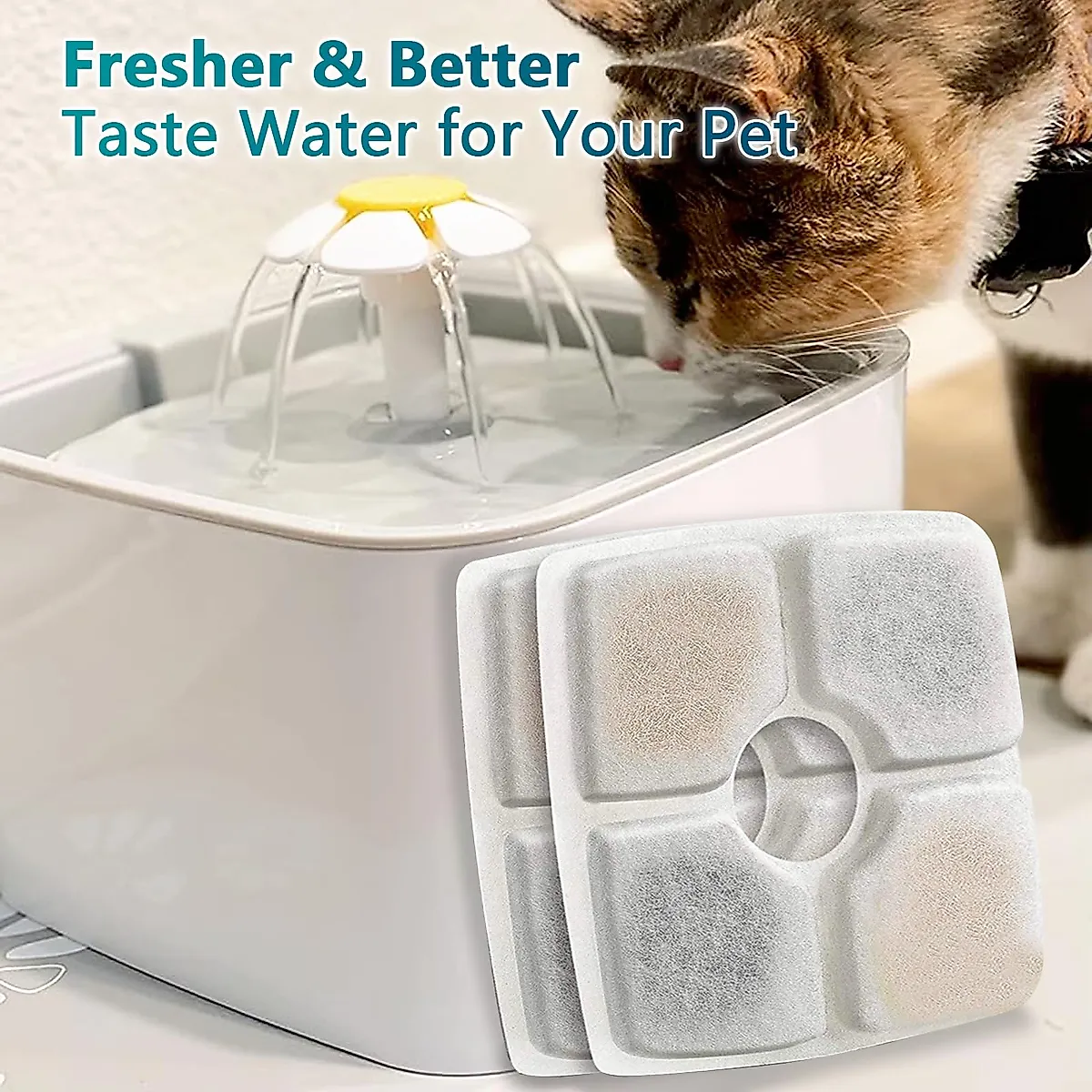 PewinGo Cat Water Fountain Filter 12 Pack for 84oz/2.5L Automatic Pet Fountain Cat Water Fountain Dog Water Dispenser, Cat Fountain Filter Replacement 3 Triple Filtration System