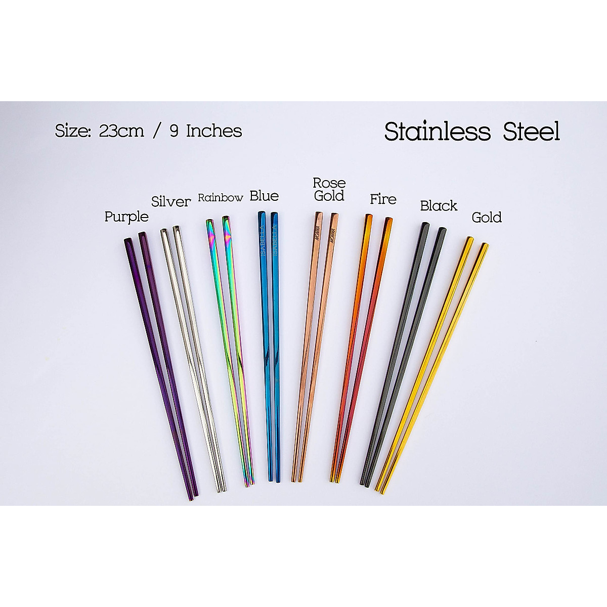 OBTIAN Custom Chopsticks Set Personalized Laser Engraved Gift Stainless Steel Metal Colorful Name Custom Chopsticks Gift for Boyfriend Girlfriend Gift Gift for Friends