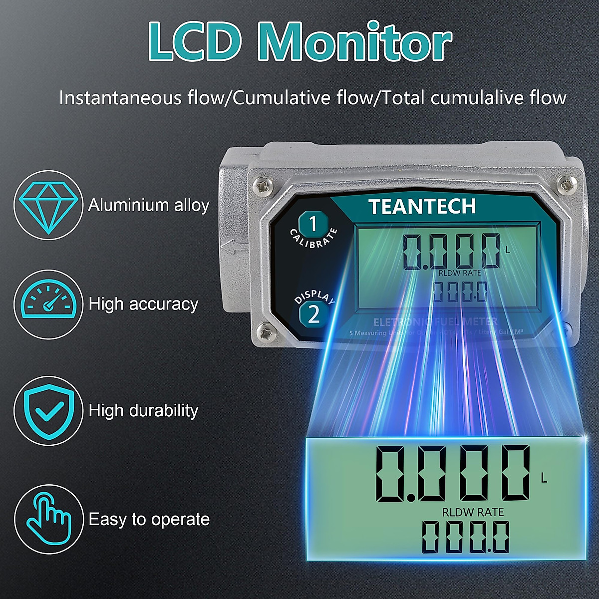 Flow Meter - 1 inch Digital Flow Meter Aluminum Alloy Engineered Flowmeter Turbine Flow Meter Oil Fuel Flow Meter for Measure Diesel Kerosene Gasoline (1 inch)