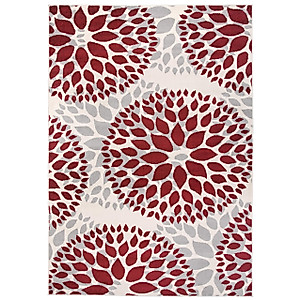 Rugshop Modern Floral Circles Design for Living Room,Bedroom,Home office,Kitchen Non Shedding Area Rug 3'1" x 5' Red