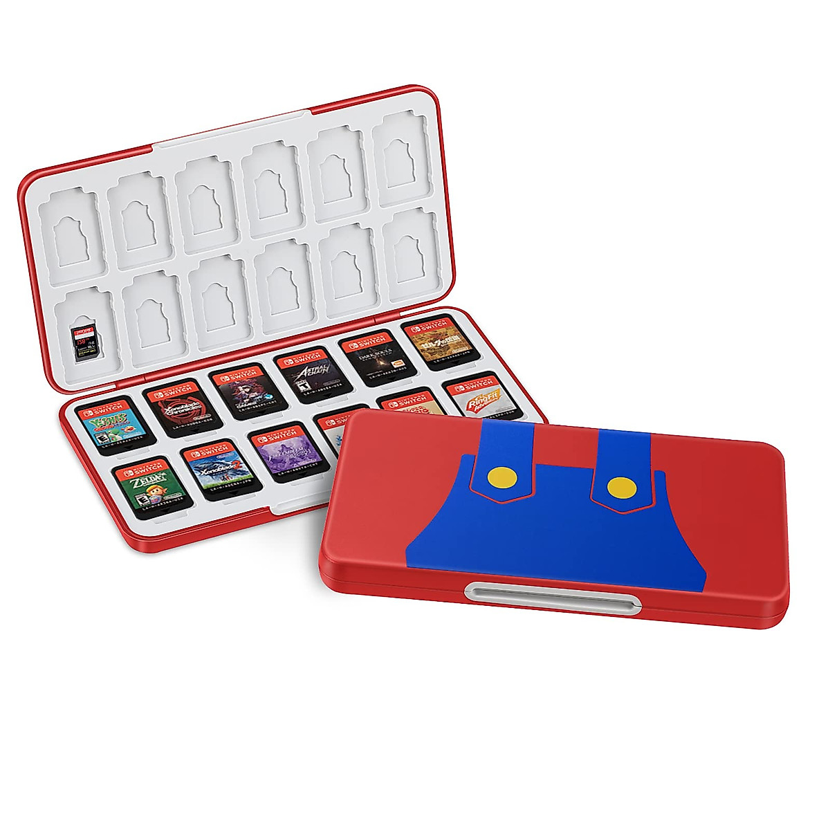 KENOBEE 24 Game Card Case Compatible with Nintendo Switch/Switch Lite/Switch OLED 2021, 24 Slot Storage Holder for SD Card&Switch Game Card, Slim Portable Storage Cartridge Box for Travel Carrying