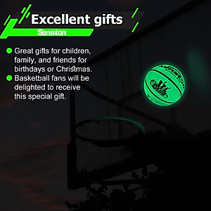 Senston Glow in The Dark Basketball, Premium PU Leather, Size 7, No Batteries Needed, Soft and Comfortable, Ideal Gift for Basketball Lovers